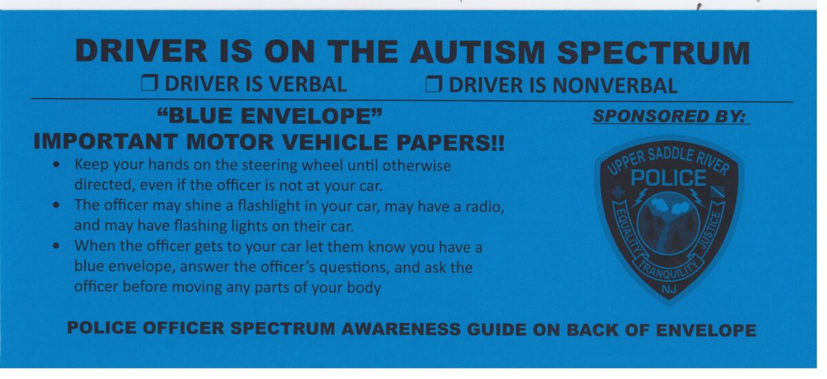 Blue Envelope Program – Upper Saddle River Police Department